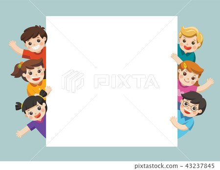 Children looking at blank sign with copy space.-插圖素材 [43237845] - PIXTA圖庫