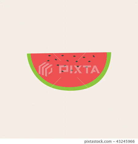 Flat fresh slice water melon on grid background - Stock Illustration ...