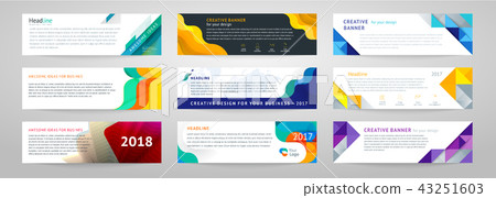 Vector set of abstract horizontal banner - Stock Illustration [43251603 ...