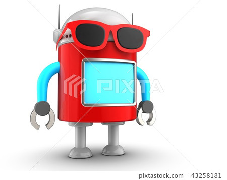 3d illustration of robot blue screen-插圖素材 [43258181] - PIXTA圖庫