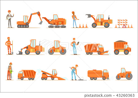 Smiling Road Construction And Repair Workers In... - Stock Illustration ...