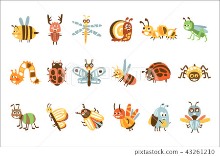 Funky Bugs And Insects Set Of Small Animals... - Stock Illustration ...