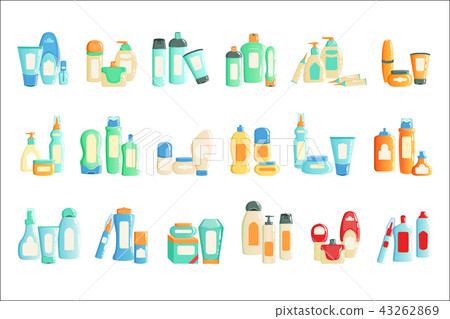 Cosmetc Products Bottles Sets Collection Of... - Stock Illustration ...