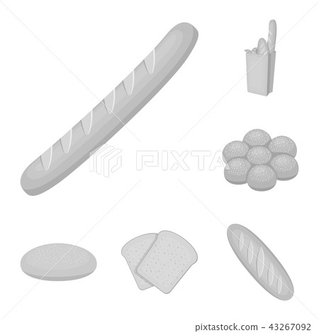 Types of bread monochrome icons in set... - Stock Illustration ...