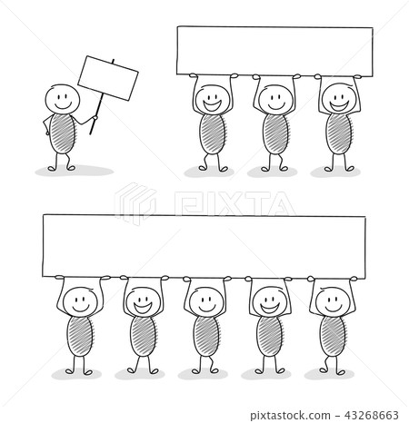 Stickmen with empty place for slogan. Vector. - Stock Illustration ...