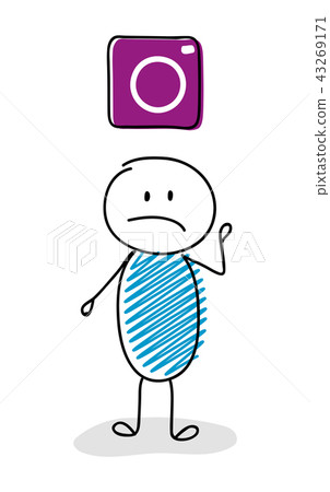 Stickman with camera (social media) icon. Vector. - Stock Illustration ...