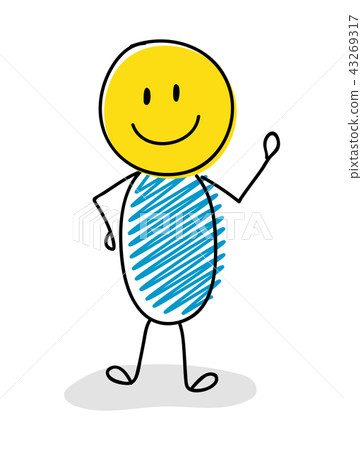 Stickman with smiley emoji. Vector. - Stock Illustration [43269317] - PIXTA
