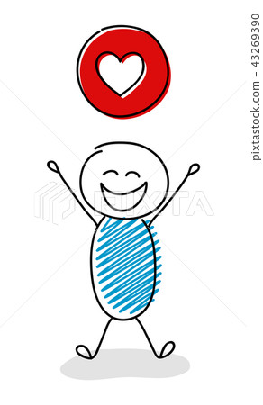 Stickman with heart - love icon. Vector. - Stock Illustration [43269390 ...