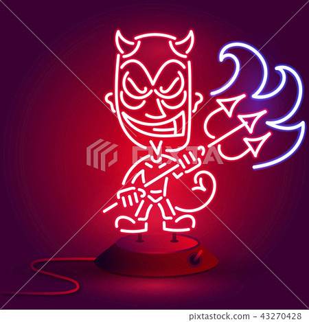 red devil neon.Young demon or devil, - Stock Illustration [43270428 ...