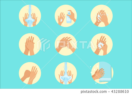 Hands Washing Sequence Instruction, Infographic... - Stock Illustration ...
