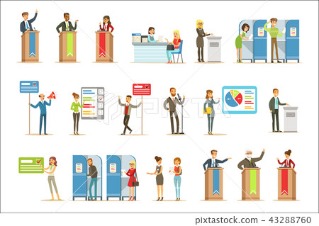 Political Candidates And Voting Process Set Of... - Stock Illustration ...