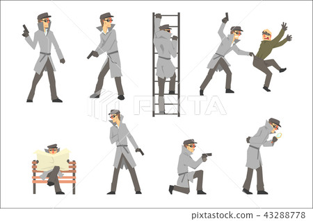 Police Detective And Private Investigator At... - Stock Illustration ...