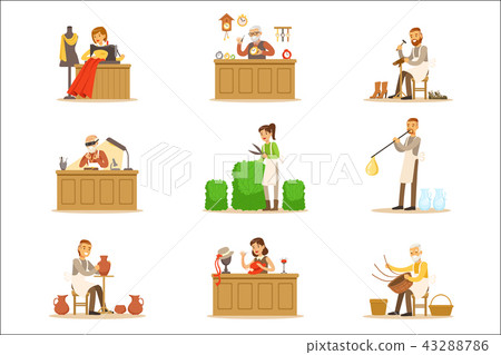 Artisan Craftsmanship Masters, Adult People And... - Stock Illustration ...