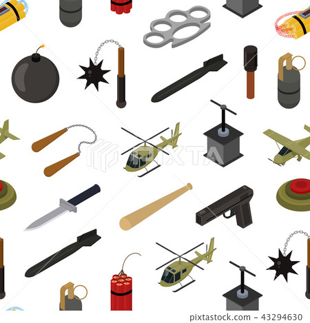 Weapons 3d Isometric Seamless Pattern... - Stock Illustration [43294630 ...