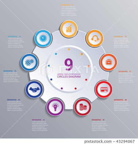 Template modern Infographic for 9 options - Stock Illustration ...