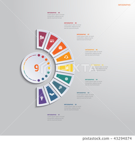 Template infographic 9 positions for text area. - Stock Illustration ...