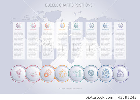 Infographics bubble chart template for 8 positions - Stock Illustration ...