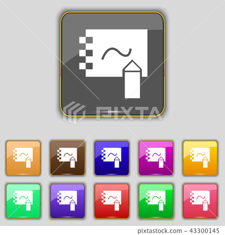 notebook Icon sign. Set with eleven colored button - Stock Illustration ...