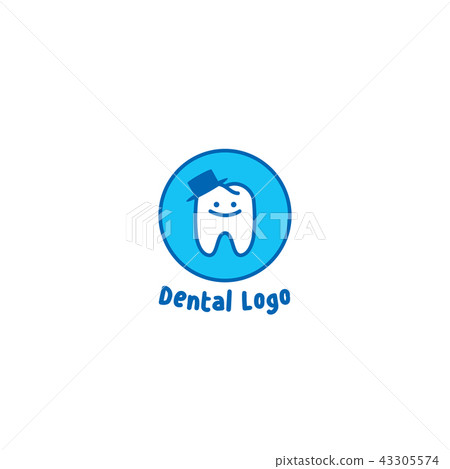 cute character tooth smile in circle symbol logo - Stock Illustration ...