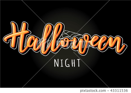 Halloween night vector lettering with a web. - Stock Illustration ...
