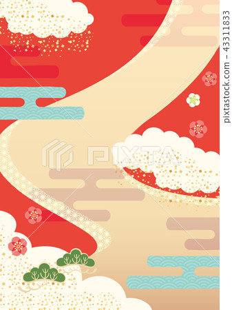 Japanese style background (cute) red - Stock Illustration [43311833 ...