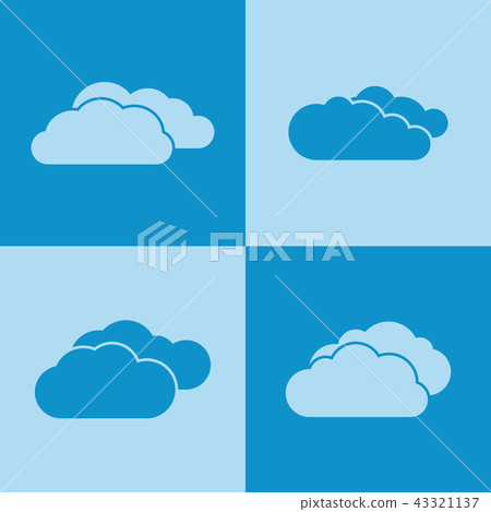 Cloud icons on blue background - Stock Illustration [43321137] - PIXTA