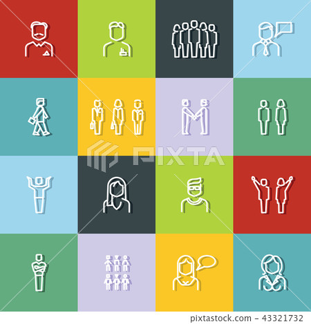 People outline icons with dark shadow on color... - Stock Illustration ...