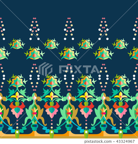 Repeat border with floral motifs. - Stock Illustration [43324967] - PIXTA