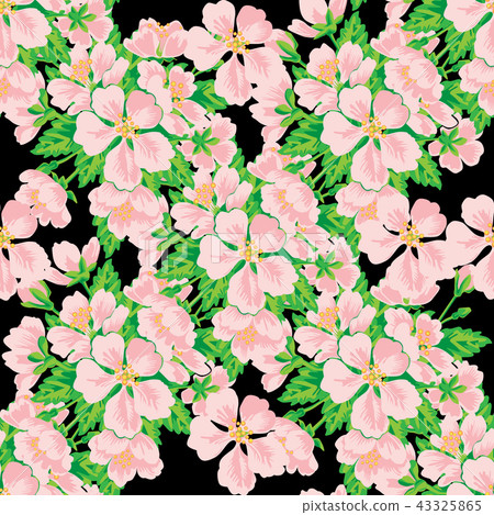 Seamless pattern of spring pink flowers - Stock Illustration [43325865 ...