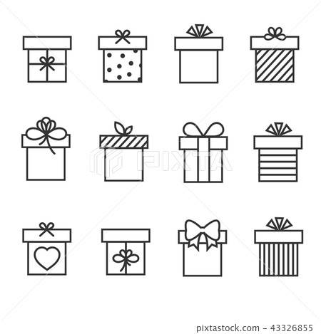 Gift boxes thin line vector icons - Stock Illustration [43326855] - PIXTA