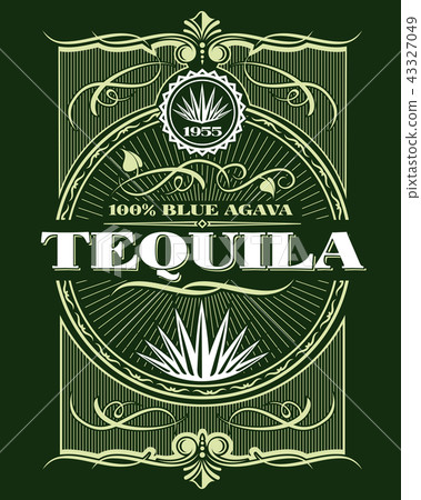 Vintage alcohol tequila drink vector bottle label - Stock Illustration ...