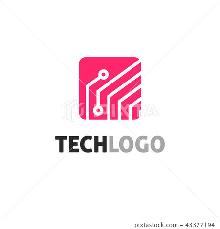 Tech logo vector illustration, red color... - Stock Illustration ...