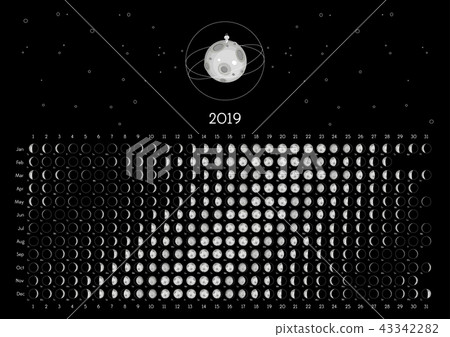 Moon Calendar 2019 North Hemisphere - Stock Illustration [43342282] - PIXTA