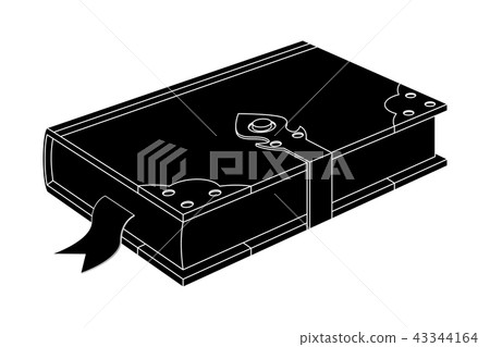 Book with lock. Vintage design. Black outline - Stock Illustration ...
