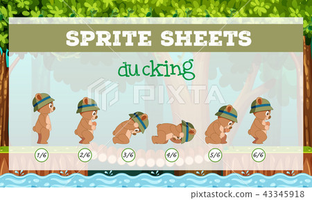 Bear sprite sheets ducking - Stock Illustration [43345918] - PIXTA