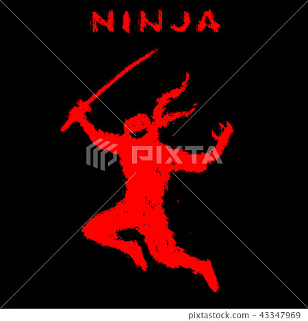 Ninja with sword attacks in jump. Vector - Stock Illustration [43347969 ...