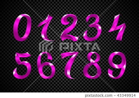 set of festive pink ribbon digits vector number - Stock Illustration ...