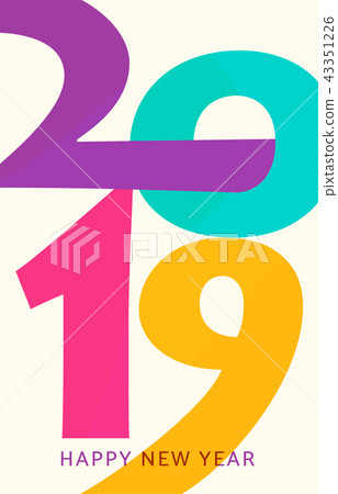 2019 happy new year vector. Vertical geometric... - Stock Illustration ...