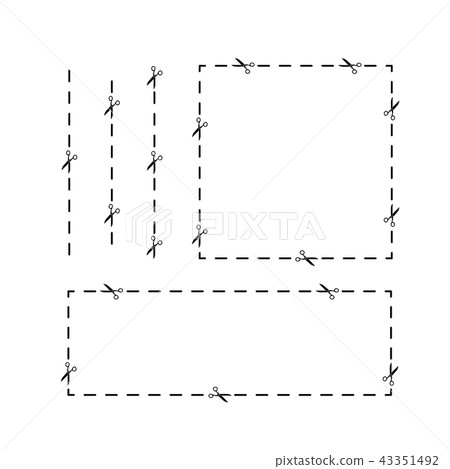 Simple black trim path with scissors icons - Stock Illustration ...