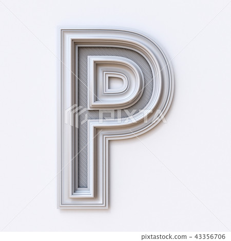 White picture frame font Letter P 3D - Stock Illustration [43356706 ...