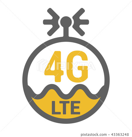 flat 4g lte logo icon with antenna and wave - Stock Illustration ...
