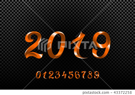 2019 orange New Year sign with glitter Vector - Stock Illustration ...
