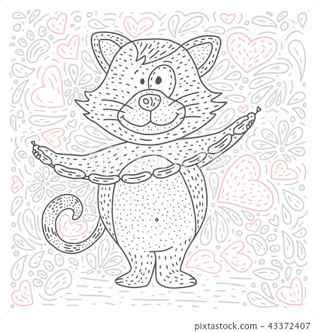 Coloring vector page with cartoon doodle animal. - Stock Image - Everypixel