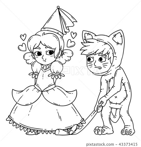 Boy and girl in halloween costumes. - Stock Illustration [43373415] - PIXTA