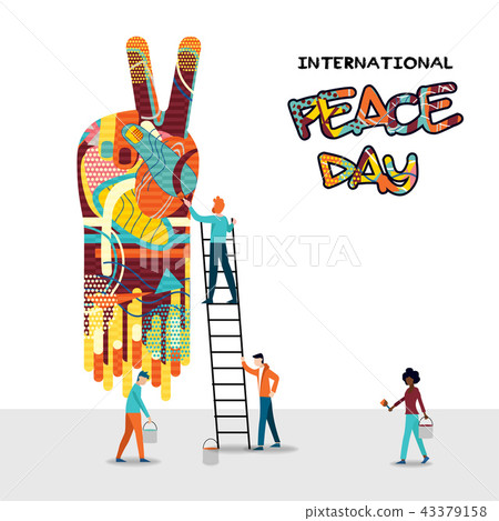 World Peace Day people teamwork concept - Stock Illustration [43379158 ...