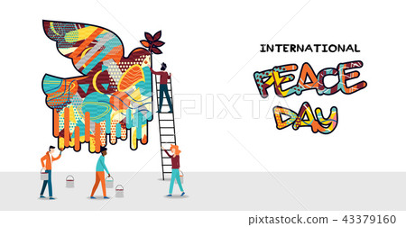 World Peace Day people teamwork concept-插圖素材 [43379160] - PIXTA圖庫