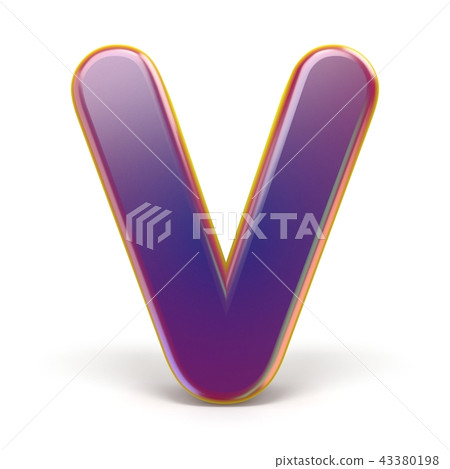 Letter V purple font yellow outlined 3D - Stock Illustration [43380198 ...