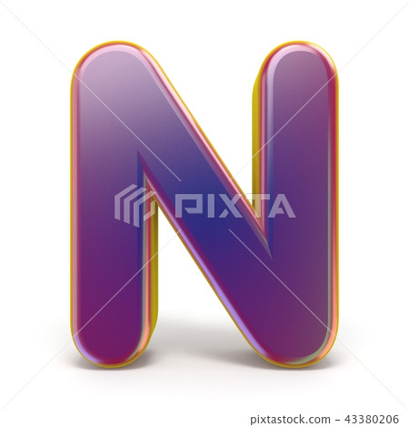 Letter N purple font yellow outlined 3D - Stock Illustration [43380206 ...