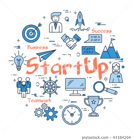Blue round STARTUP concept - Stock Illustration [43384204] - PIXTA