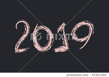 2019 Text hand drawn in brush free hand style - Stock Illustration ...